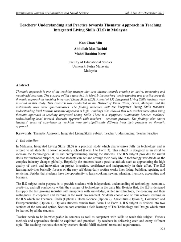 Teachers' Understanding and Practice Towards Thematic Approach in ...