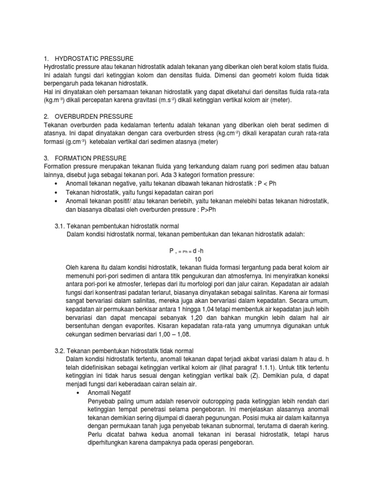Hydrostatic Pressure Resume | PDF