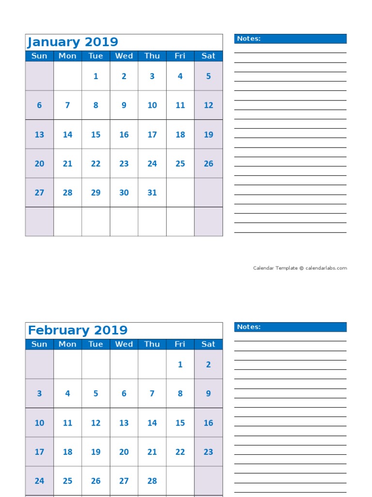 2019 Blank Printable Calendar 03 | PDF