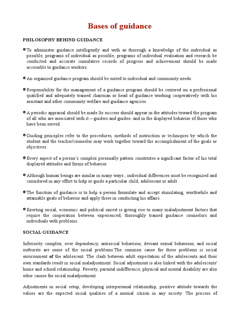Bases of Guidance - Notes | PDF | Adolescence | Creativity