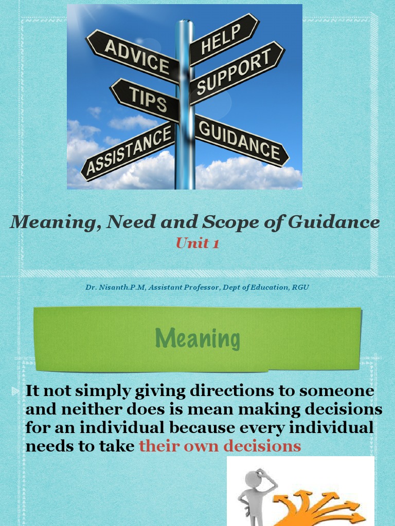 Meaning, Need and Scope of Guidance | PDF | Cognition | Applied Psychology