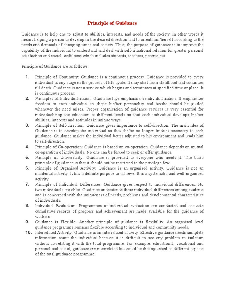 Principle of Guidance - Notes | PDF | Behavior Modification | Cognition