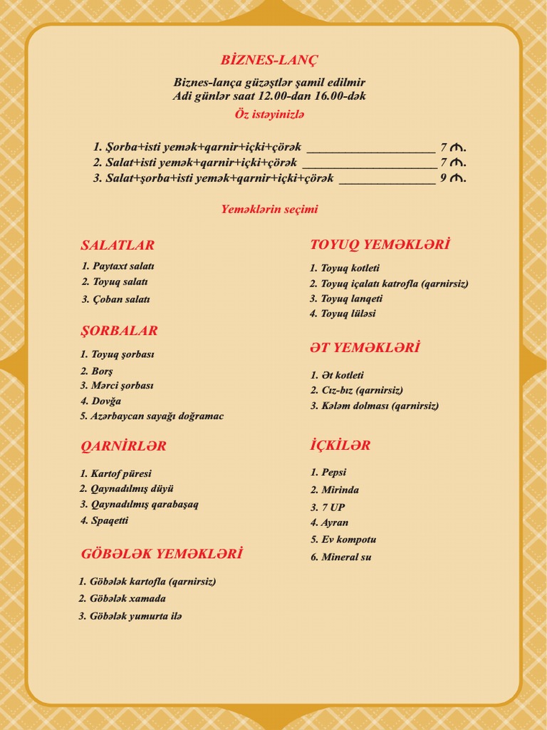 Fisincan Restoran. AZADLIQ PR 116 | PDF | Kebab | Salad