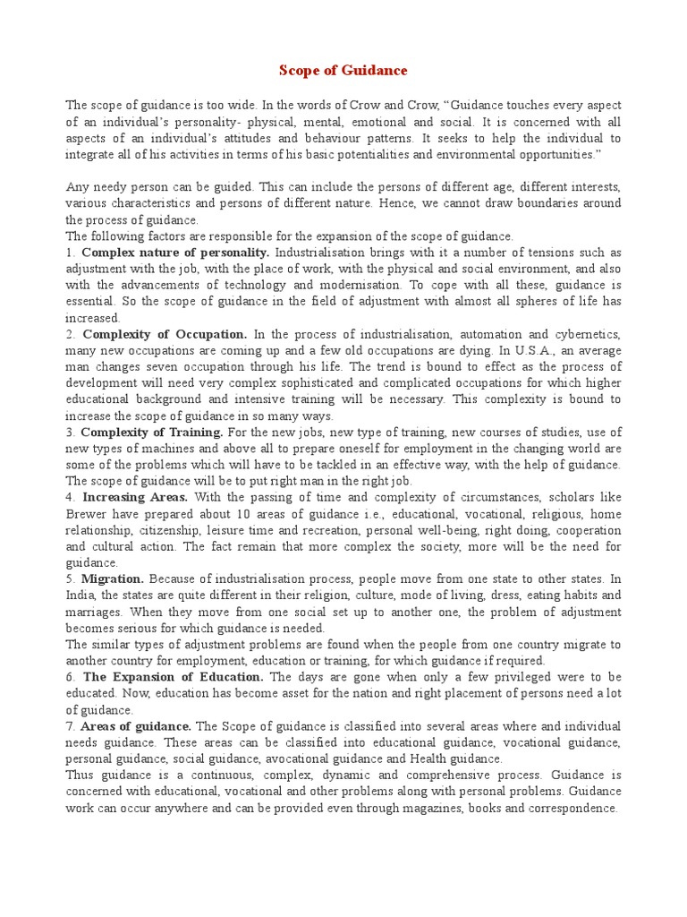 Scope of Guidance - Notes | PDF | Employment | Complexity