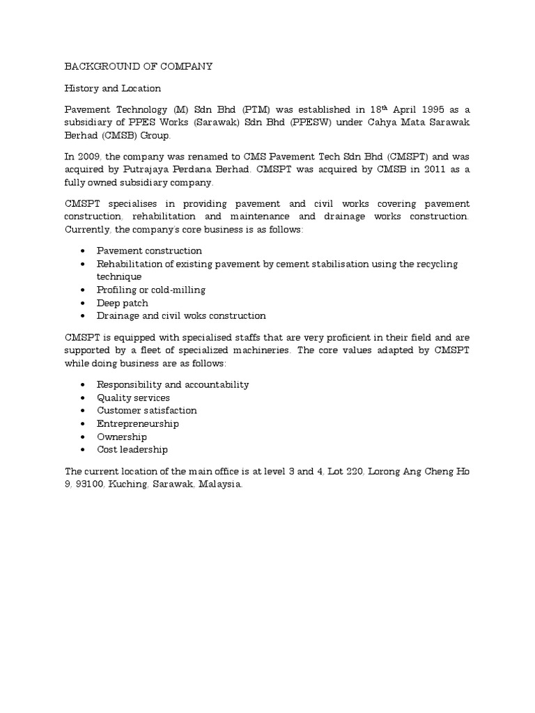 Background of Company | PDF | Quality Management System | Iso 9000