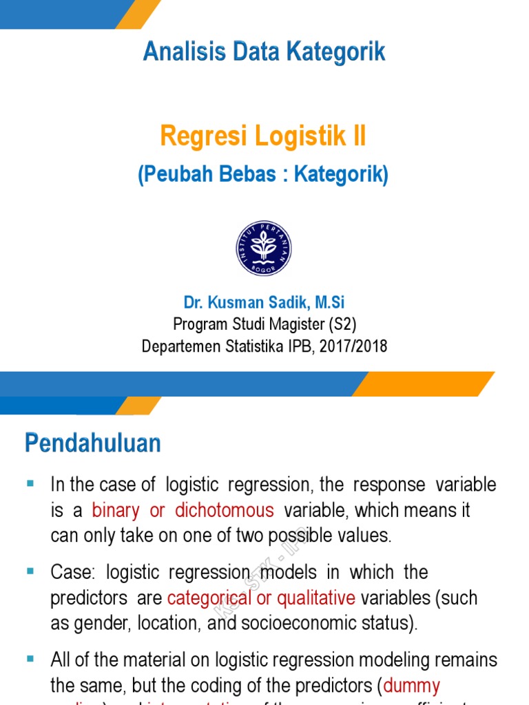 12 Adk Regresi Logistik 2 Ks 2017 | PDF | Logistic Regression | Categorical Variable