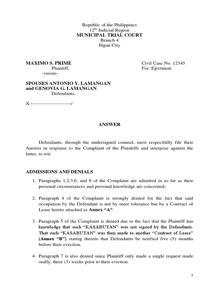 Answer 2 | Download Free PDF | Complaint | Lawsuit