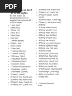 Números del 1 al 40 en Inglés | PDF