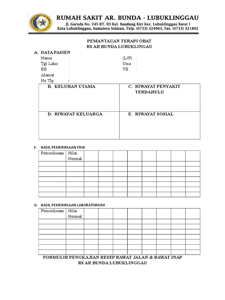 Formulir PEMANTAUAN TERAPI OBAT | PDF