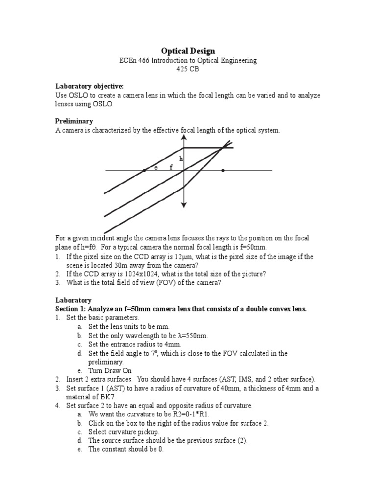 Optical Design: Laboratory Objective | PDF | Lens (Optics) | Camera