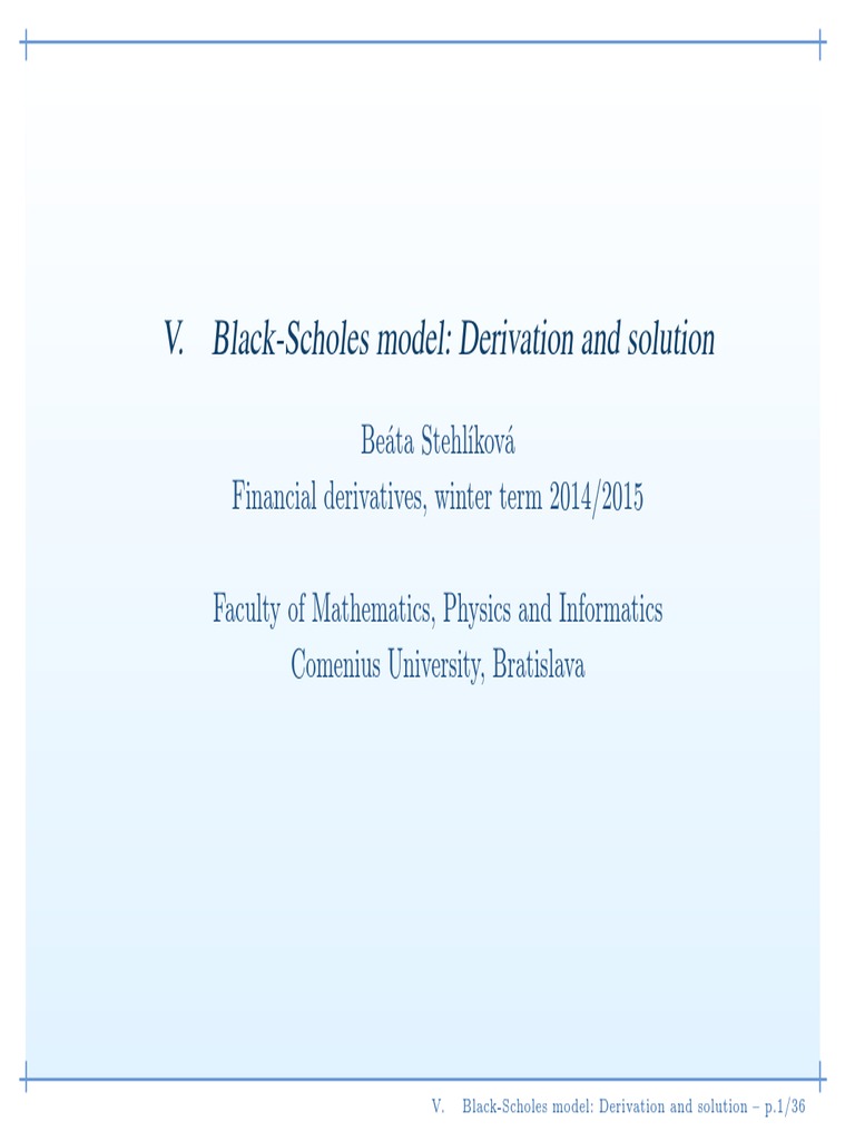 Black Scholes Derivation PDF | PDF | Black–Scholes Model | Option (Finance)
