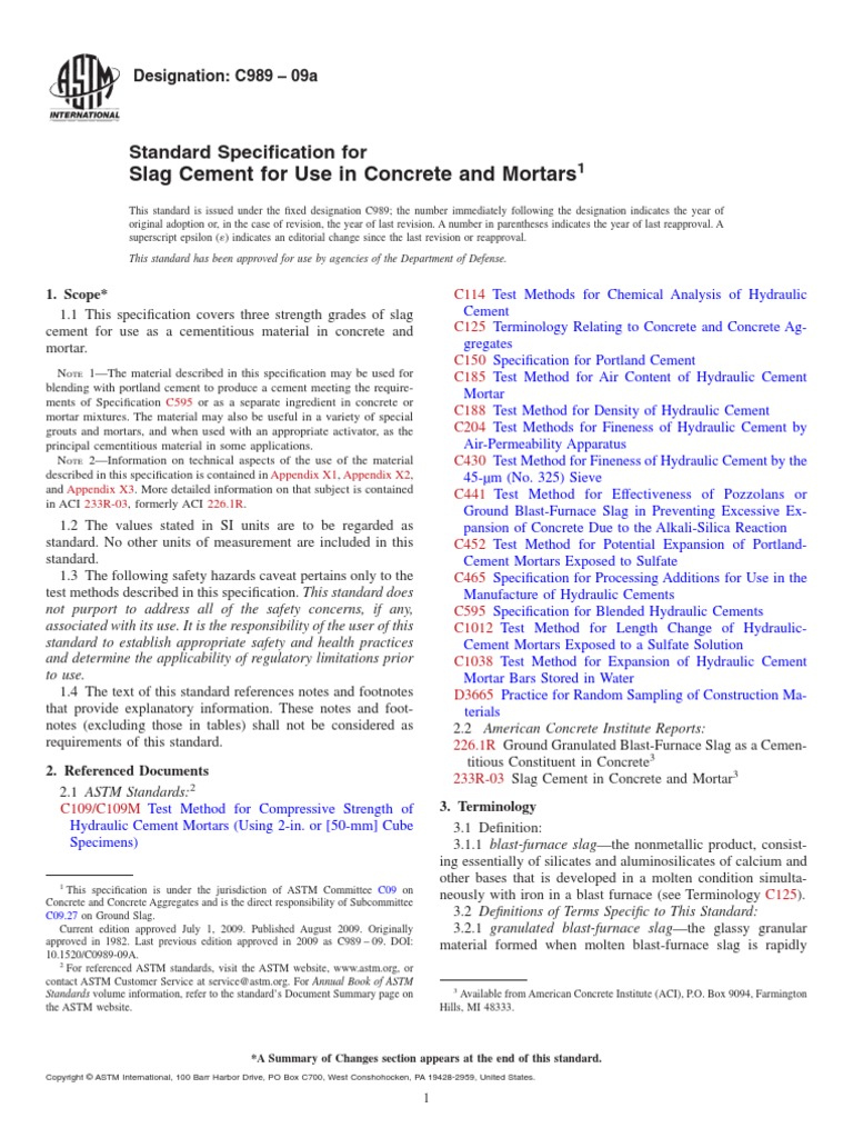 Norma ASTM C 989 | PDF | Concrete | Cement