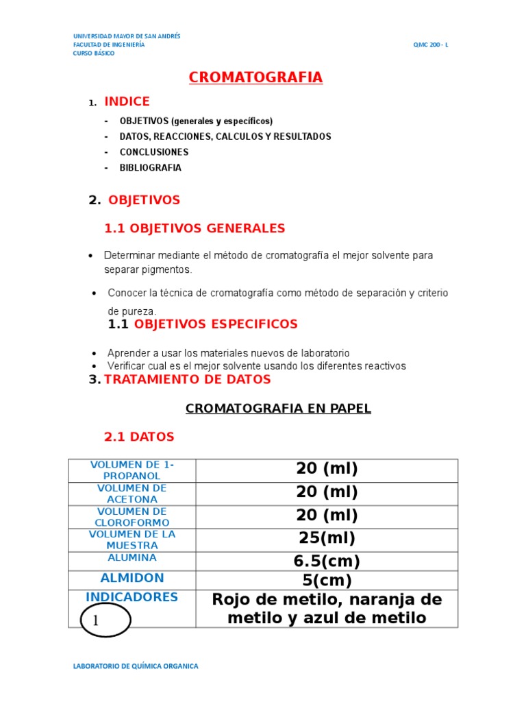 Informe de Cromatografia | PDF | Cromatografía | Química analítica Informe de Cromatografia | PDF | Cromatografía | Química analítica