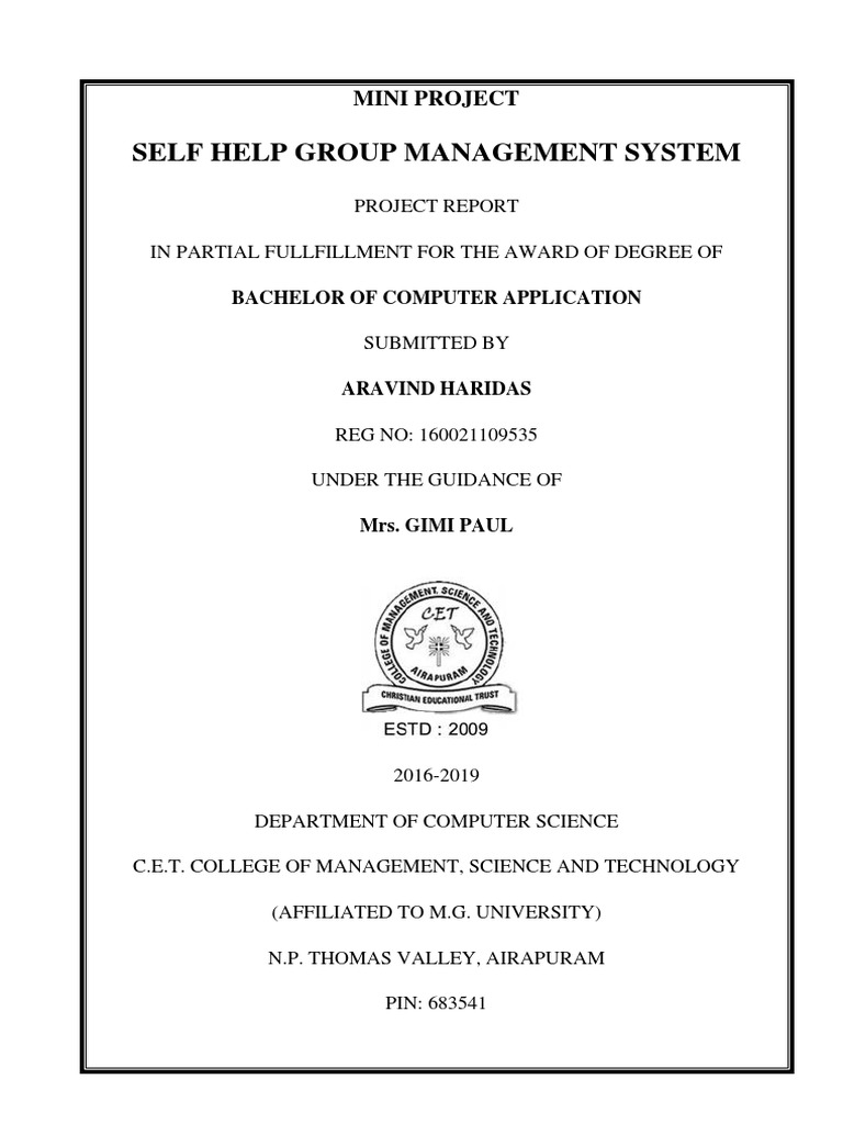 Self Help Group Management System: Mini Project | PDF | Systems Design ...