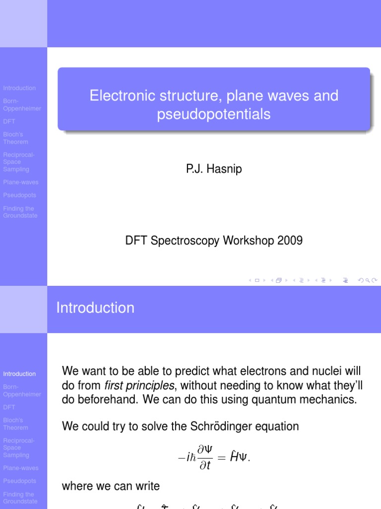 Electronic Structure, Plane Waves and Pseudopotentials | PDF | Density Functional Theory ...