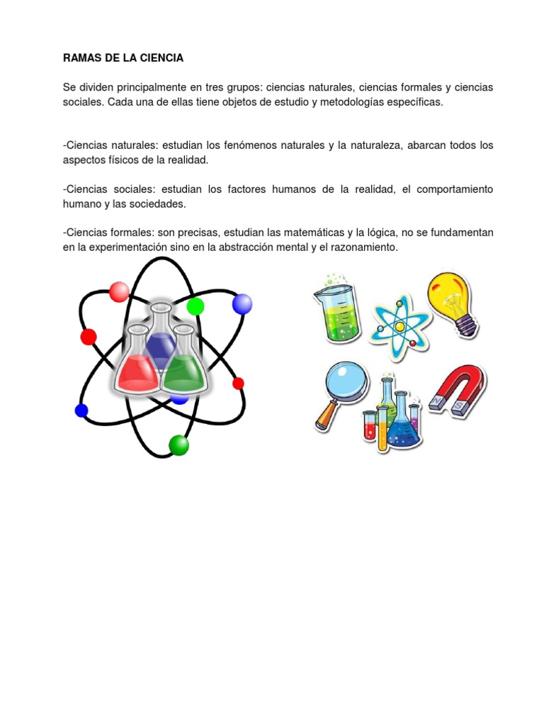Las 3 ramas principales de la ciencia: naturales, sociales y formales | PDF