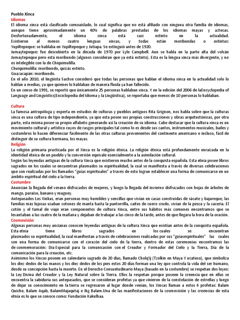 Cultura y religión del pueblo Xinca | PDF | Idiomas | Religión y creencia