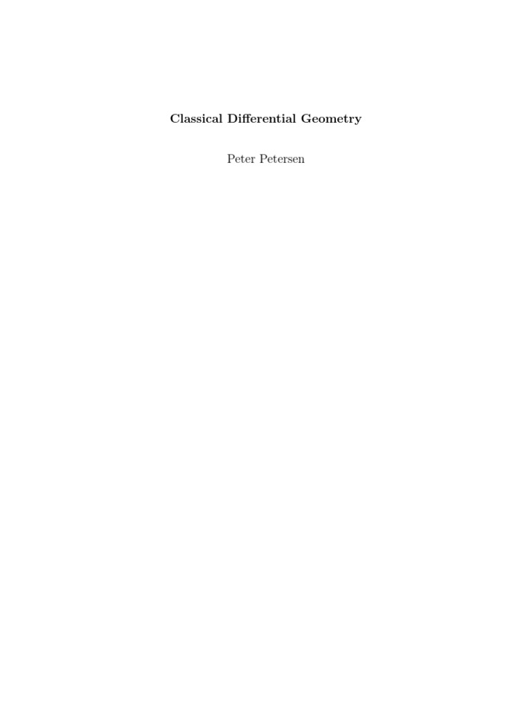 Petersen Classical Differential Geometry | PDF | Curvature | Geometry