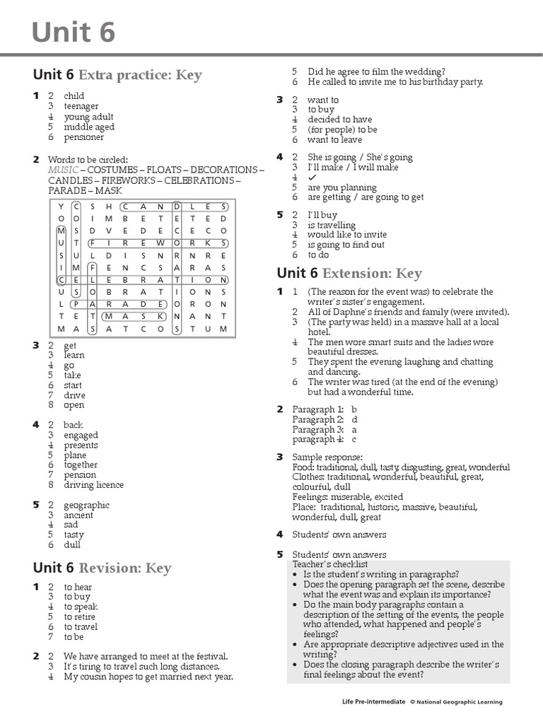 Unit 6: Extra Practice: Key | PDF