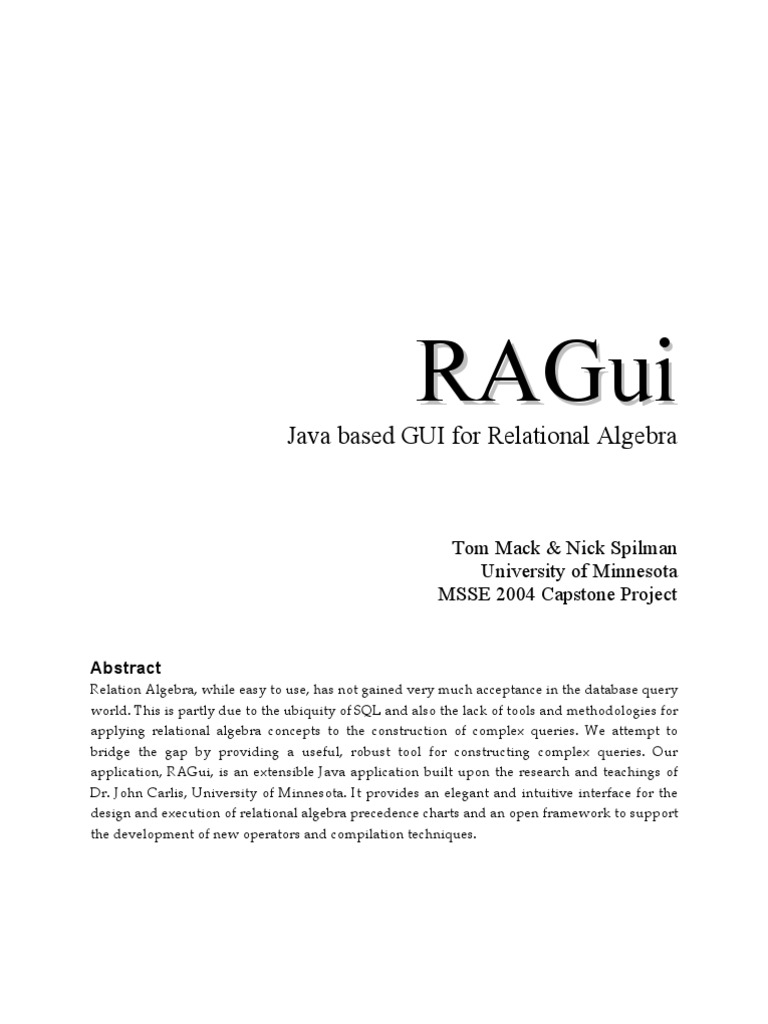 Java Based GUI For Relational Algebra | PDF | Sql | Method (Computer ...