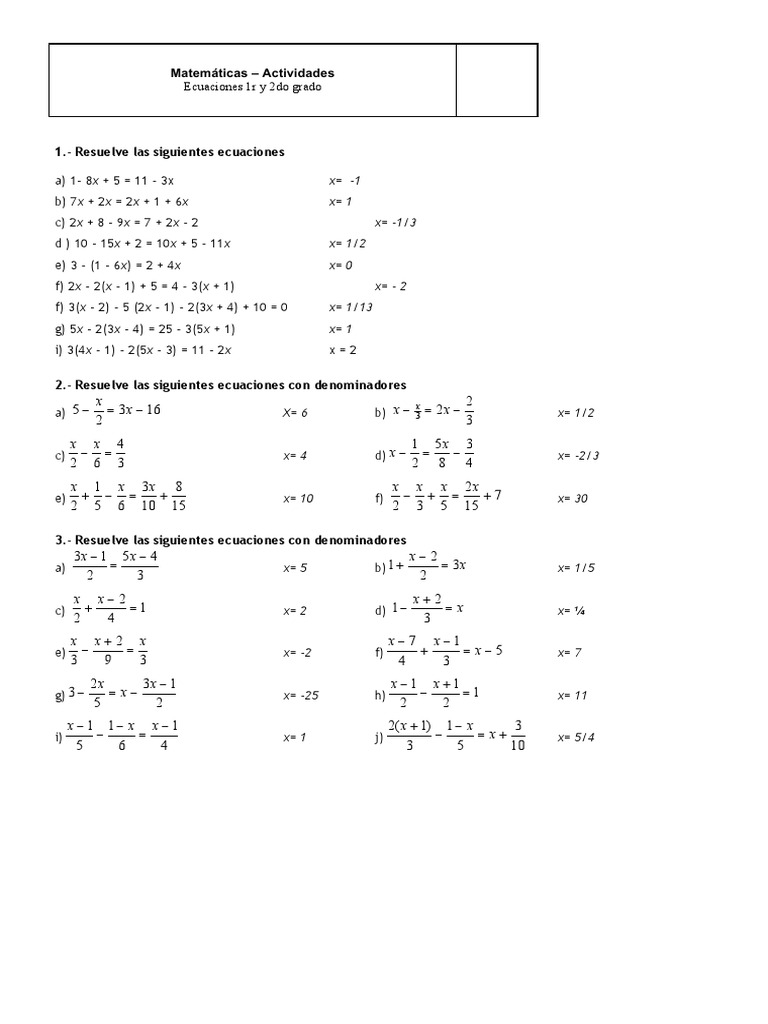 Ecuaciones Print | PDF | Enseñanza de matemática