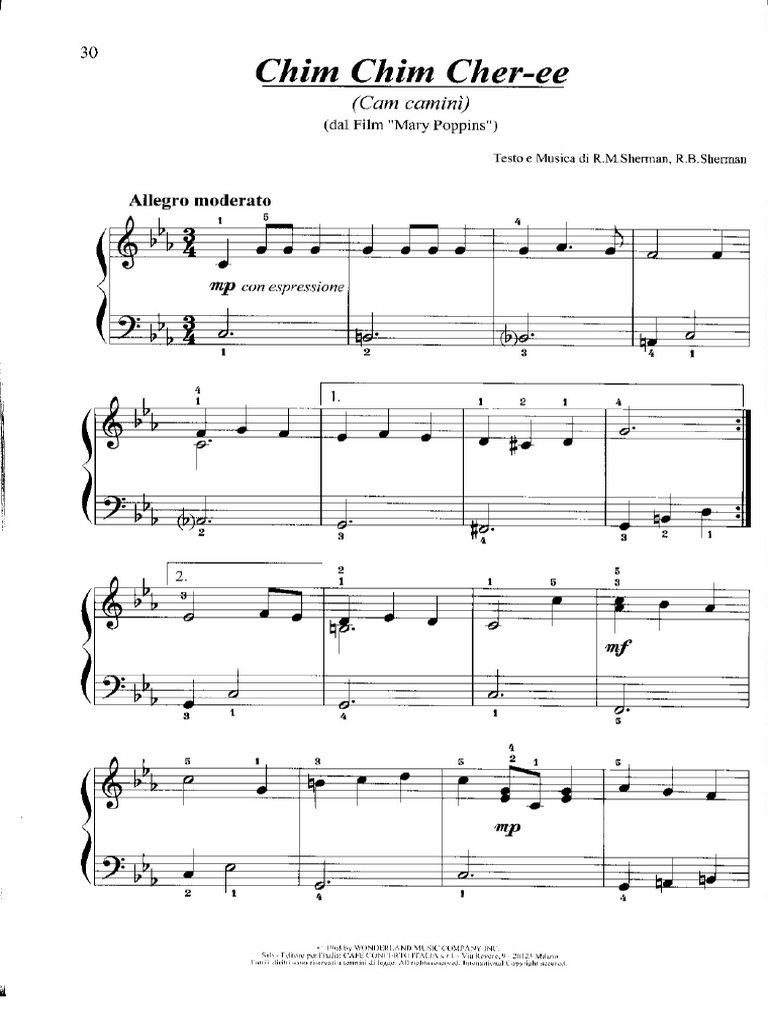 Chim Chim Cher-Ee - Mary Poppins | PDF | Songs Written | Entertainment ...