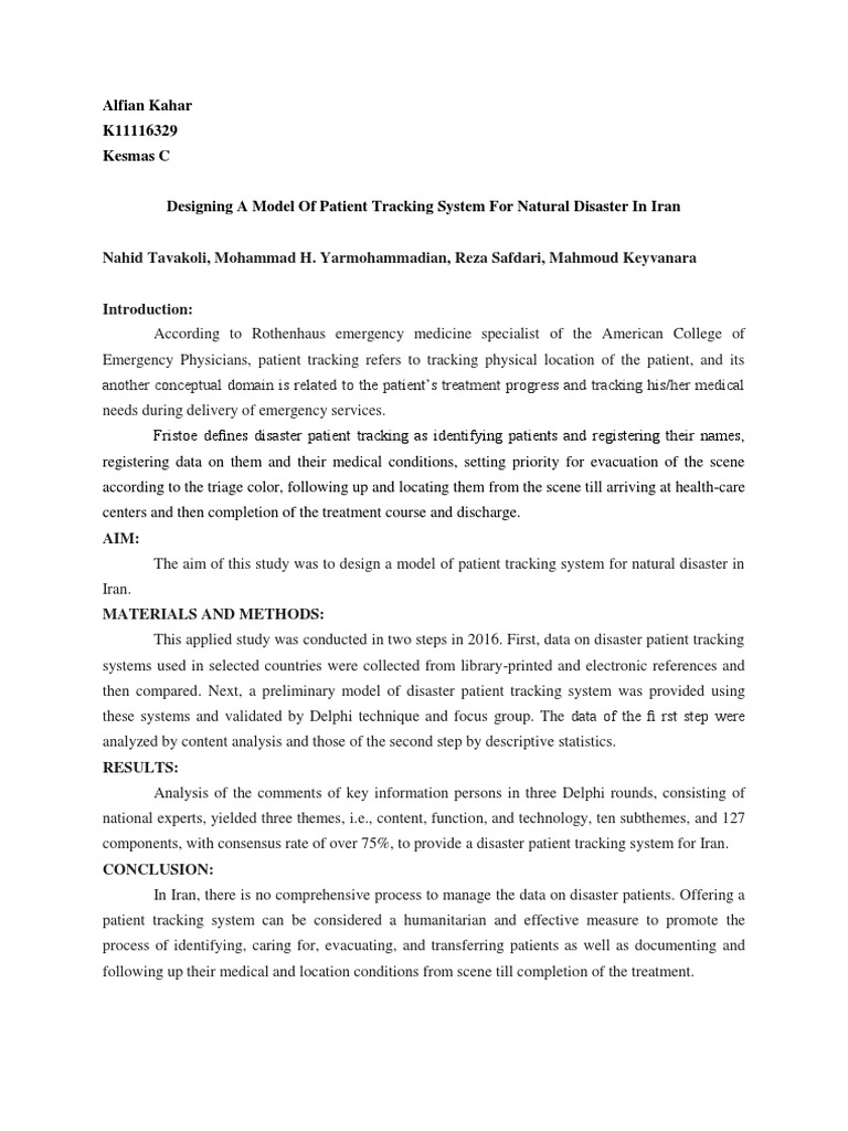 Designing A Model of Patient Tracking System For Natural Disaster in ...