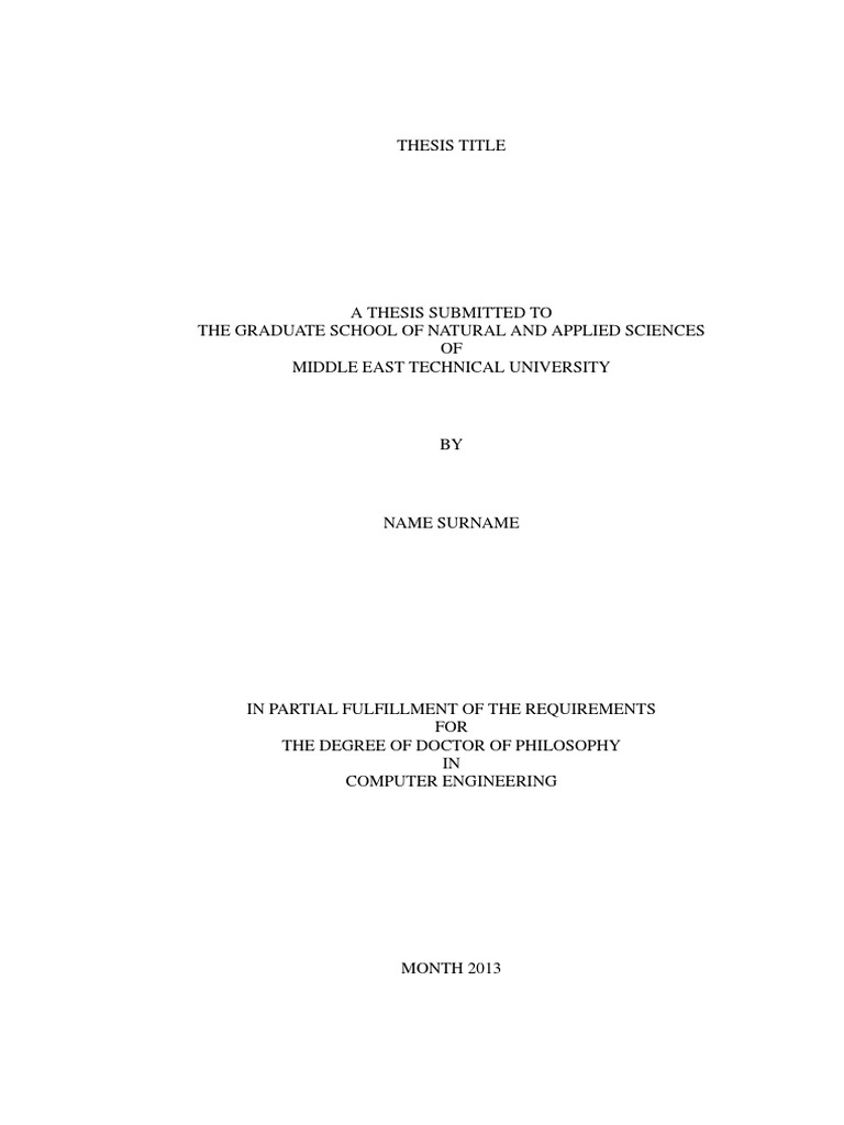 Metu Thesis Template | PDF | Thesis | Doctor Of Philosophy