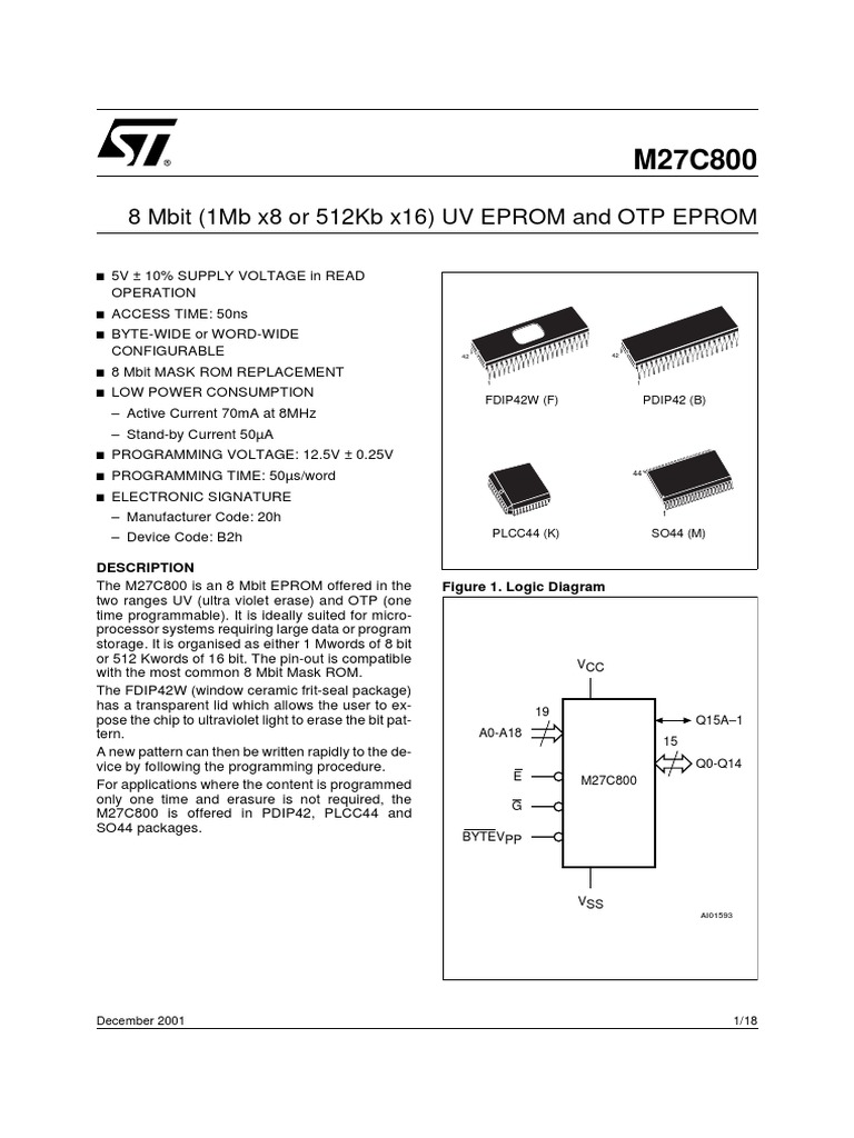 27C800 Datasheet (PDF) - ST Microelectronics | PDF | Capacitor | Electrical Engineering