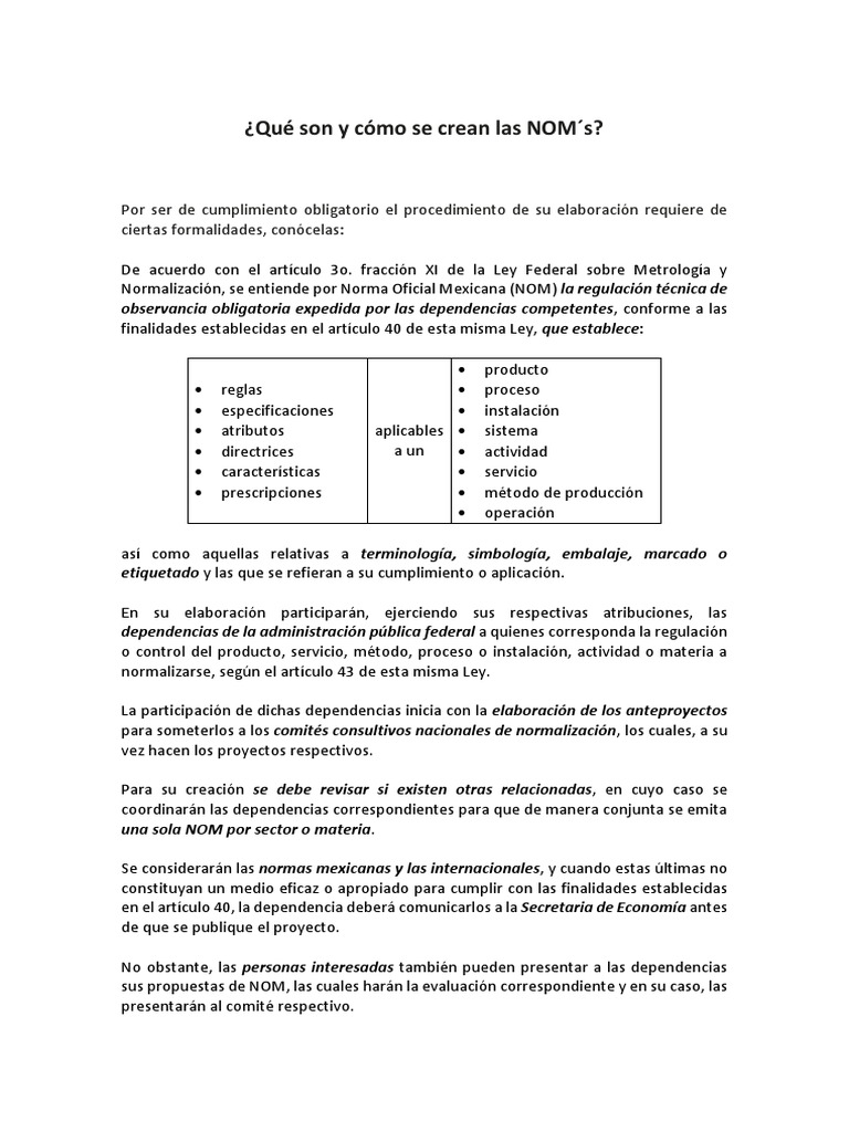 Como Hacer Una NOM | PDF | México | Calidad (comercial)