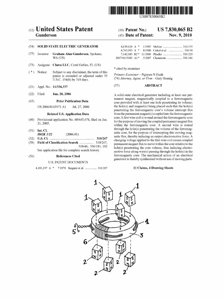 Gunderson Solid State Electric Generator Patent US7830065 | PDF ...