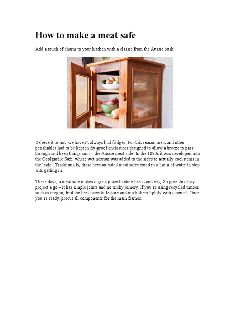 DIY Aussie Meat Safe Guide | PDF | Industrial Processes | Wood