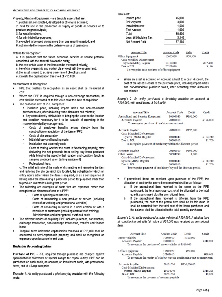 Accounting for Property, Plant, and Equipment | PDF | Cost | Depreciation