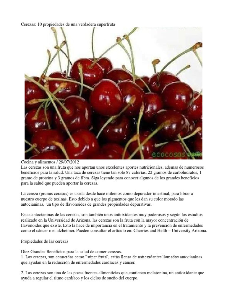 Beneficios de Las Cerezas | PDF | Antioxidante | Cereza