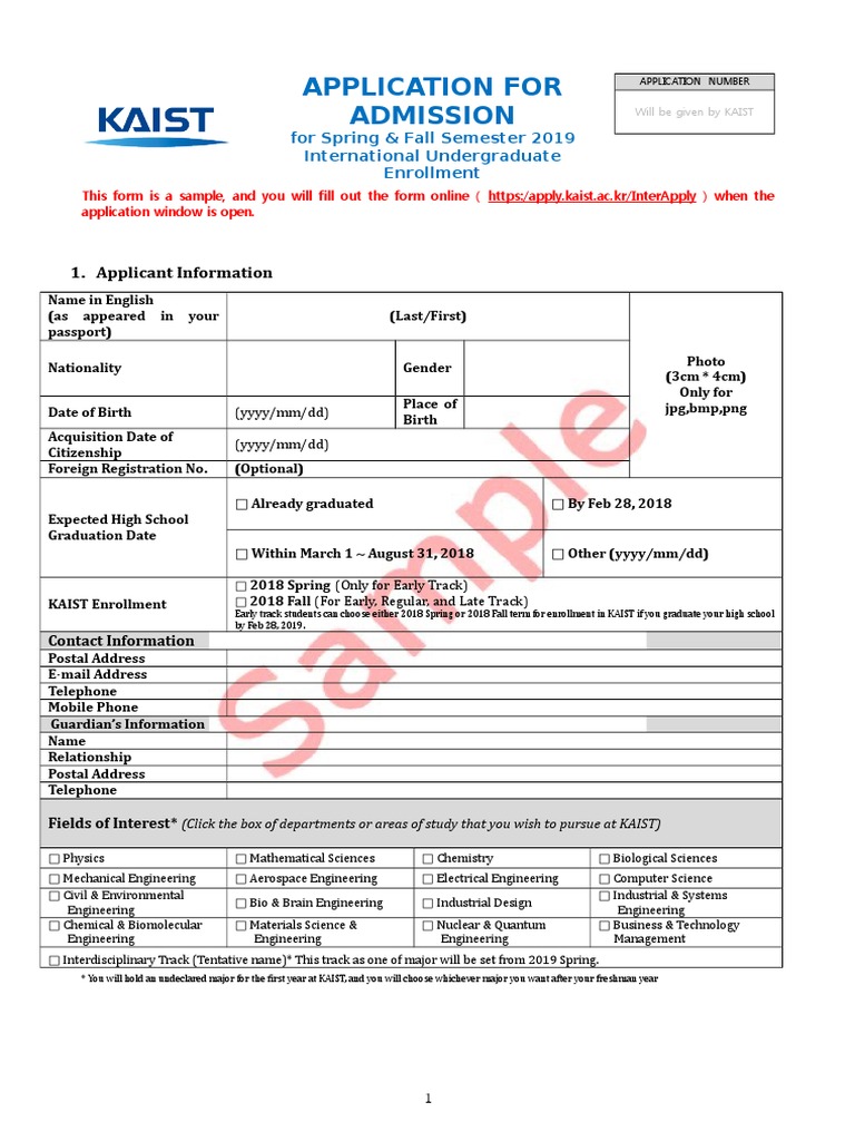 Application For Admission: 1. Applicant Information | PDF | Sat | Test ...