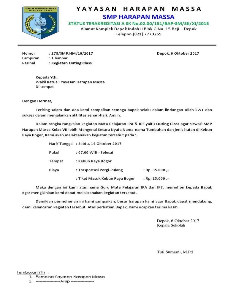 Surat Outing Class | PDF