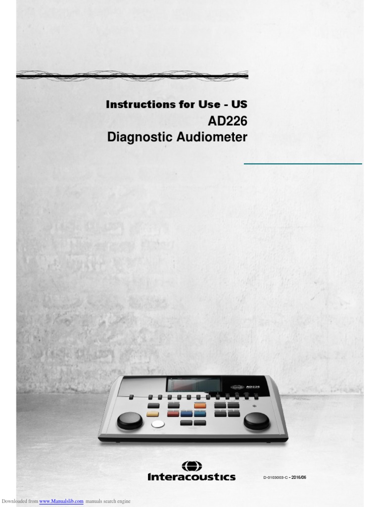 02 Instructions For Use - US AD226 Diagnostic Audiometer PDF | PDF ...