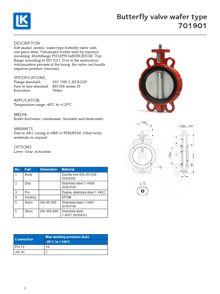 Butterfly Valve Vafer Type Datasheet | PDF | Valve | Chemical Engineering