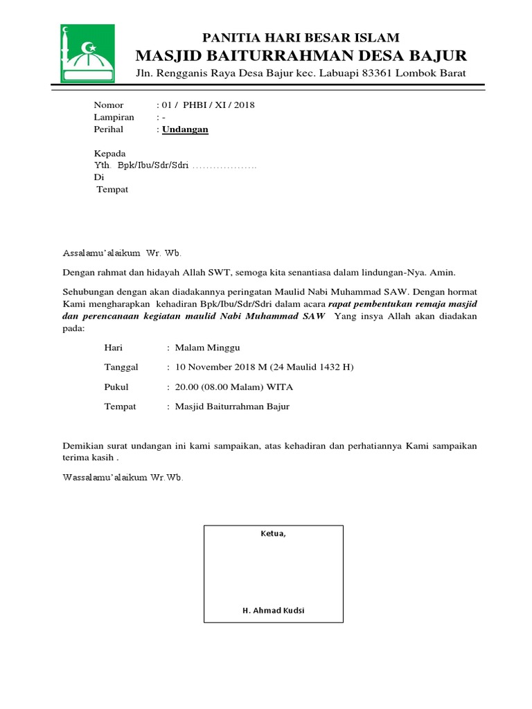 Undangan Phbi Maulid Nabi | PDF