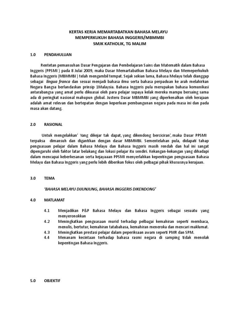 Memartabatkan BM & BI di SMJK Katholik | PDF | Seni & Disiplin Bahasa | Kajian Bahasa Asing