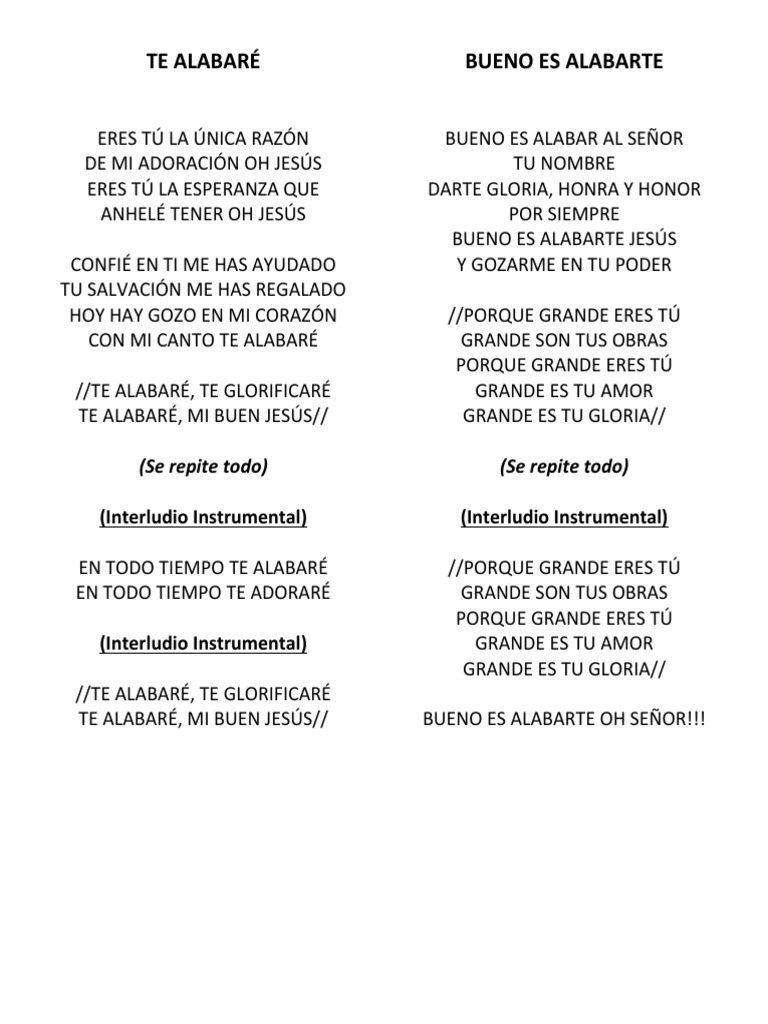 Te Alabaré Bueno Es Alabarte Pdf Artes Del Lenguaje Y Comunicación