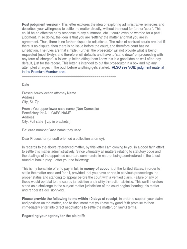 Settle Fast With An Offer To Pay | PDF | Judgment (Law) | Business Law