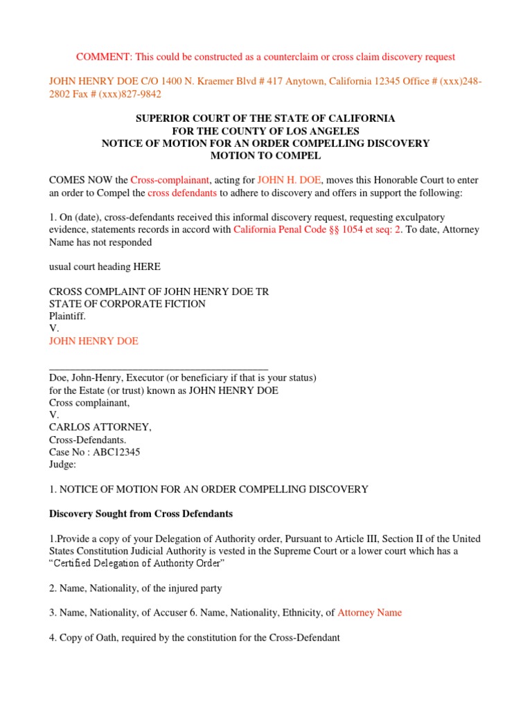 Motion to Compel Discovery Order | PDF | Discovery (Law) | Surety Bond