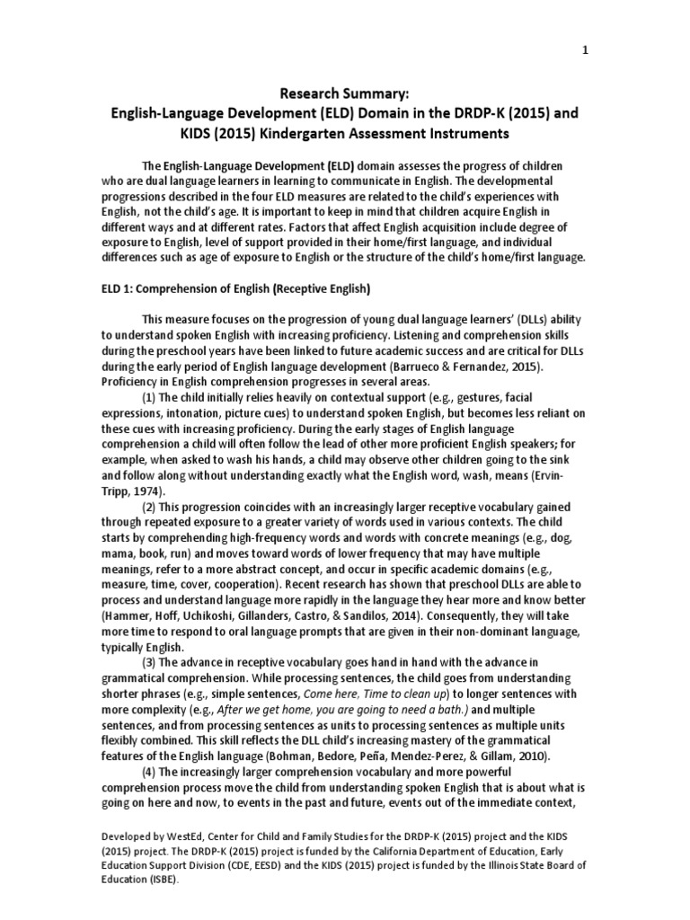 ELD Research Summary PDF | PDF | Vocabulary | English Language