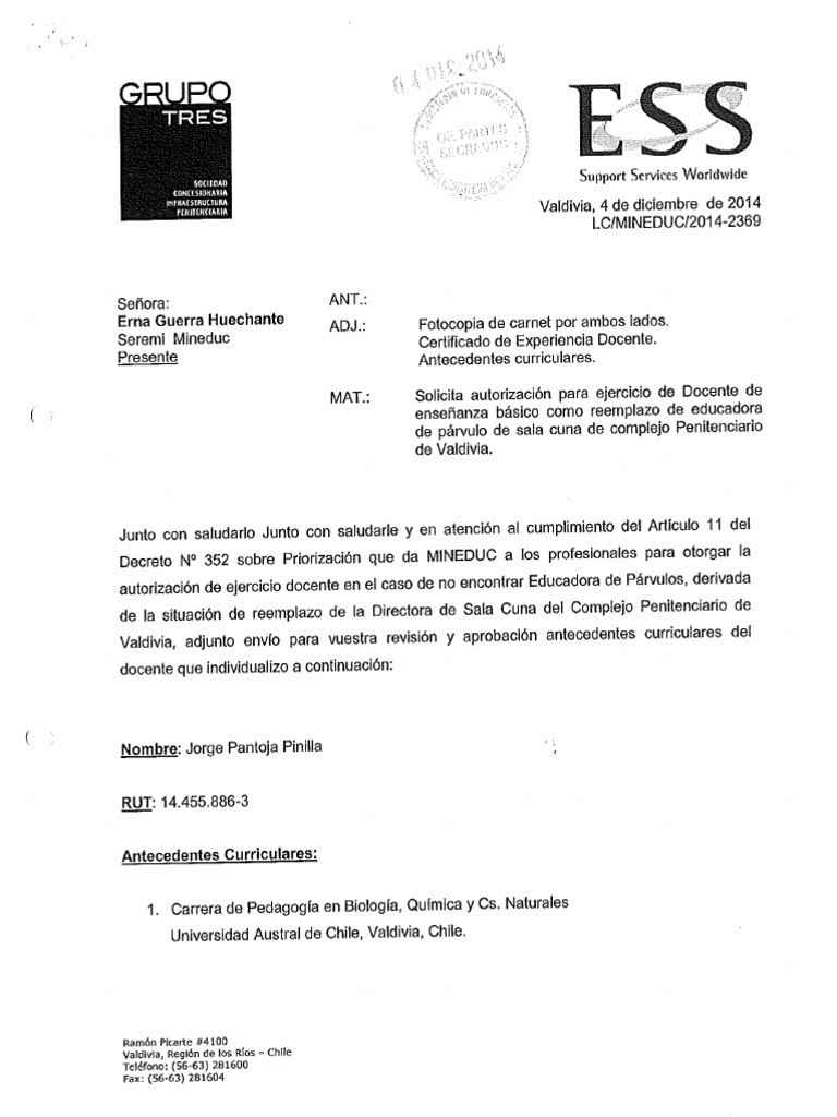 LC-MINEDUC-2014-2369 - Carta A Mineduc - Seremi Por Jorge Pantoja | PDF