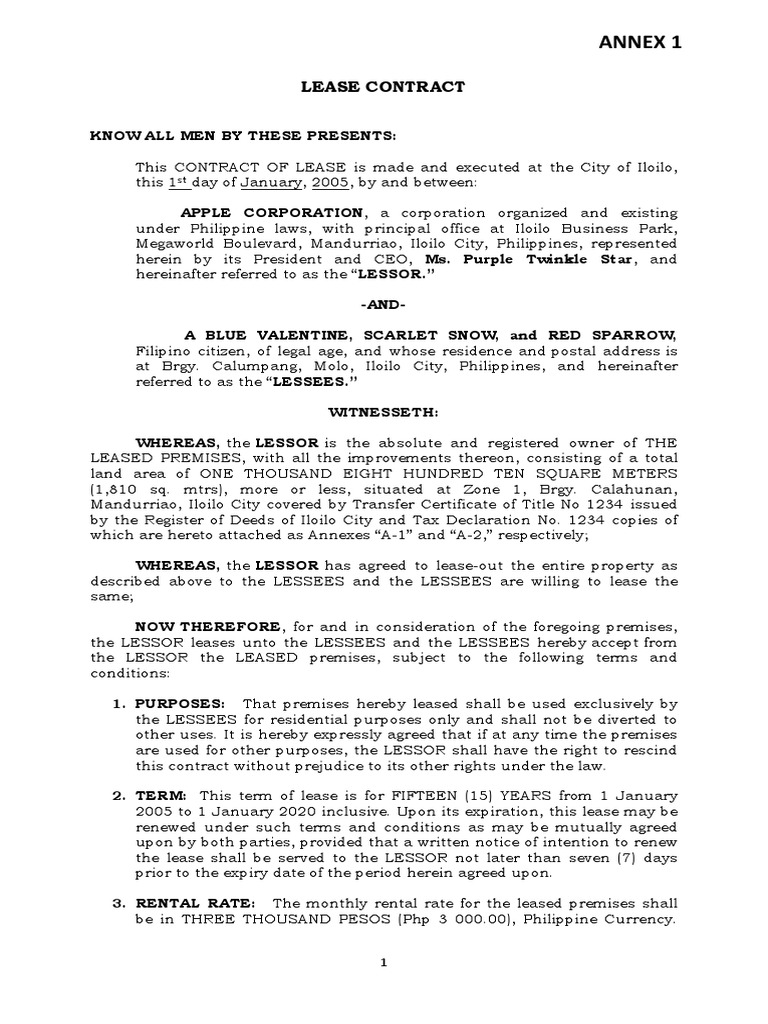 Lease Contract for Residential Space | PDF | Lease | Property Law