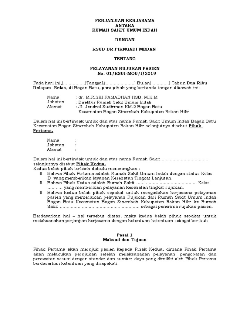 Perjanjian Rujuk Pasien | PDF