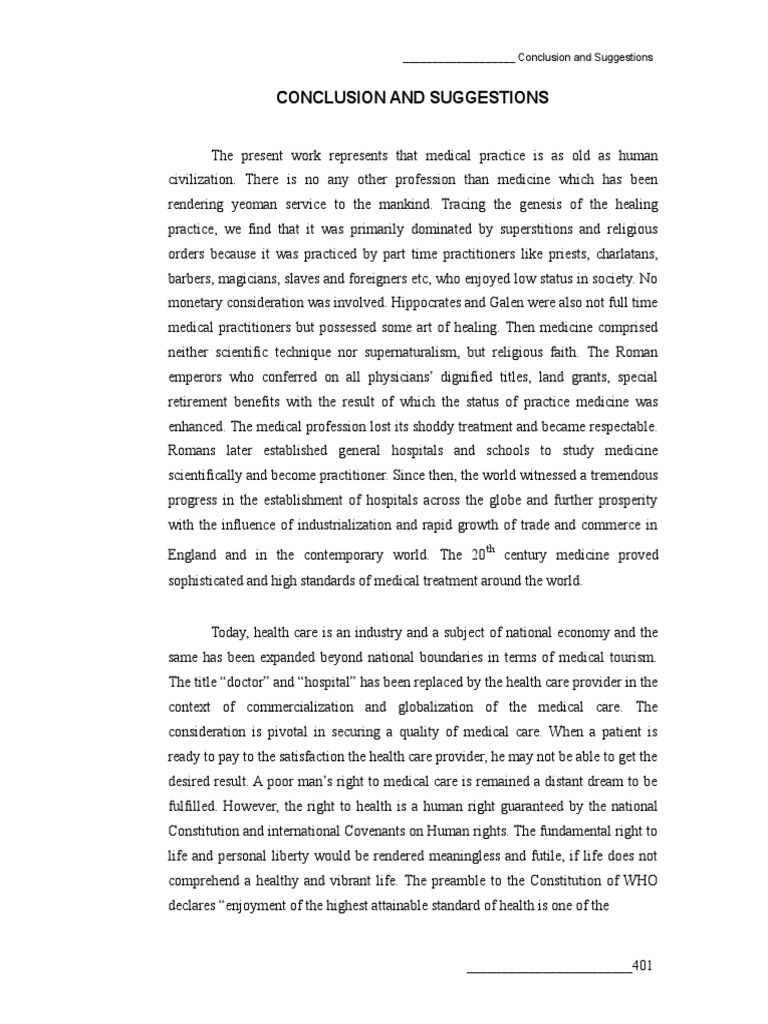 Conclusion and Suggestions | PDF | Physician | Medicine