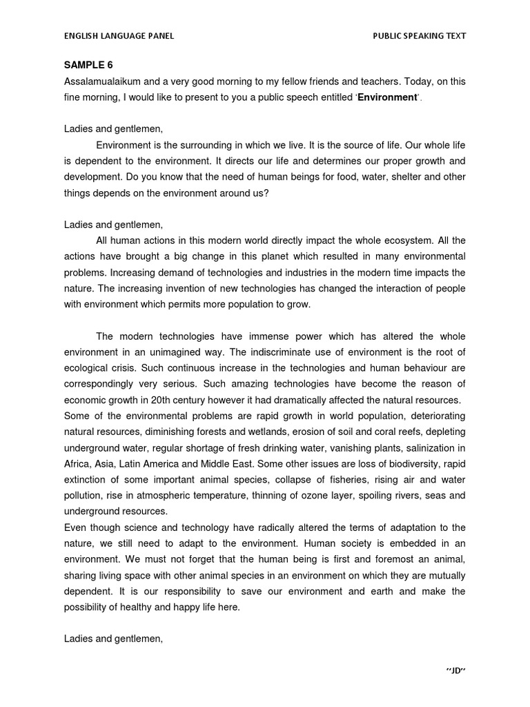 Public Speaking | PDF | Ecology | Nature