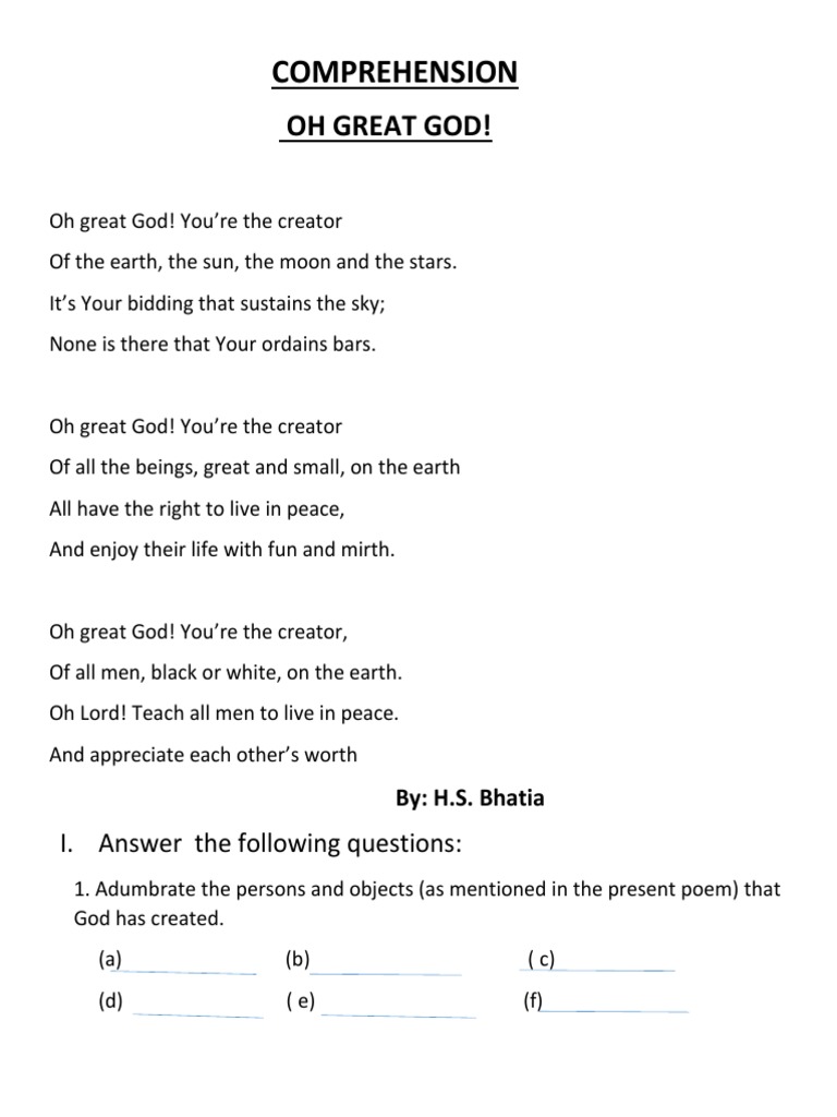 Eng - Comprehension Class 7 | PDF